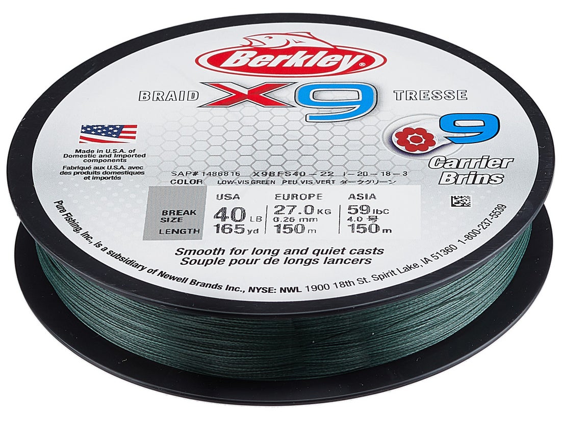 Berkley X9 Braided Line Lo-Vis Green - Tackle Warehouse