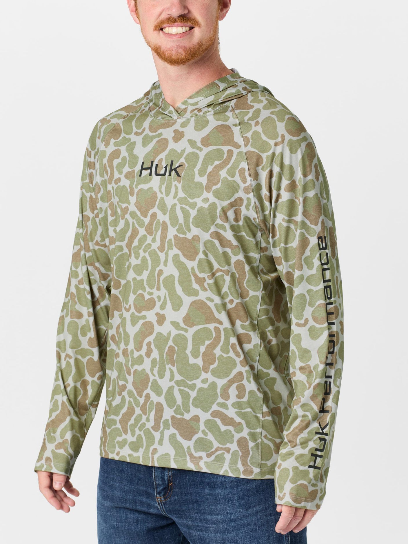 Huk Pursuit Lite KC Print Hoodie Sand - Tackle Warehouse