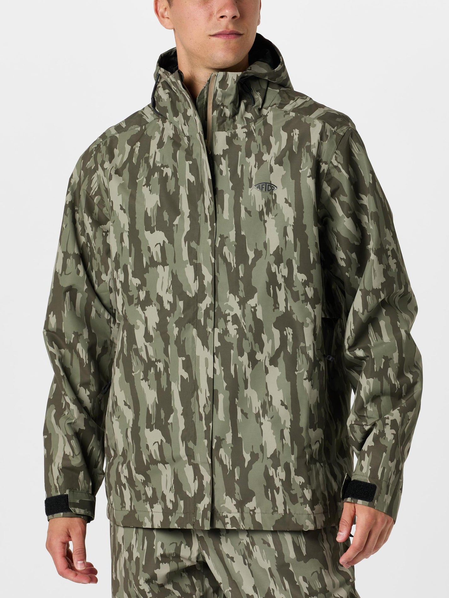 Aftco Crossing Printed Jacket Olive Current Camo - Tackle Warehouse