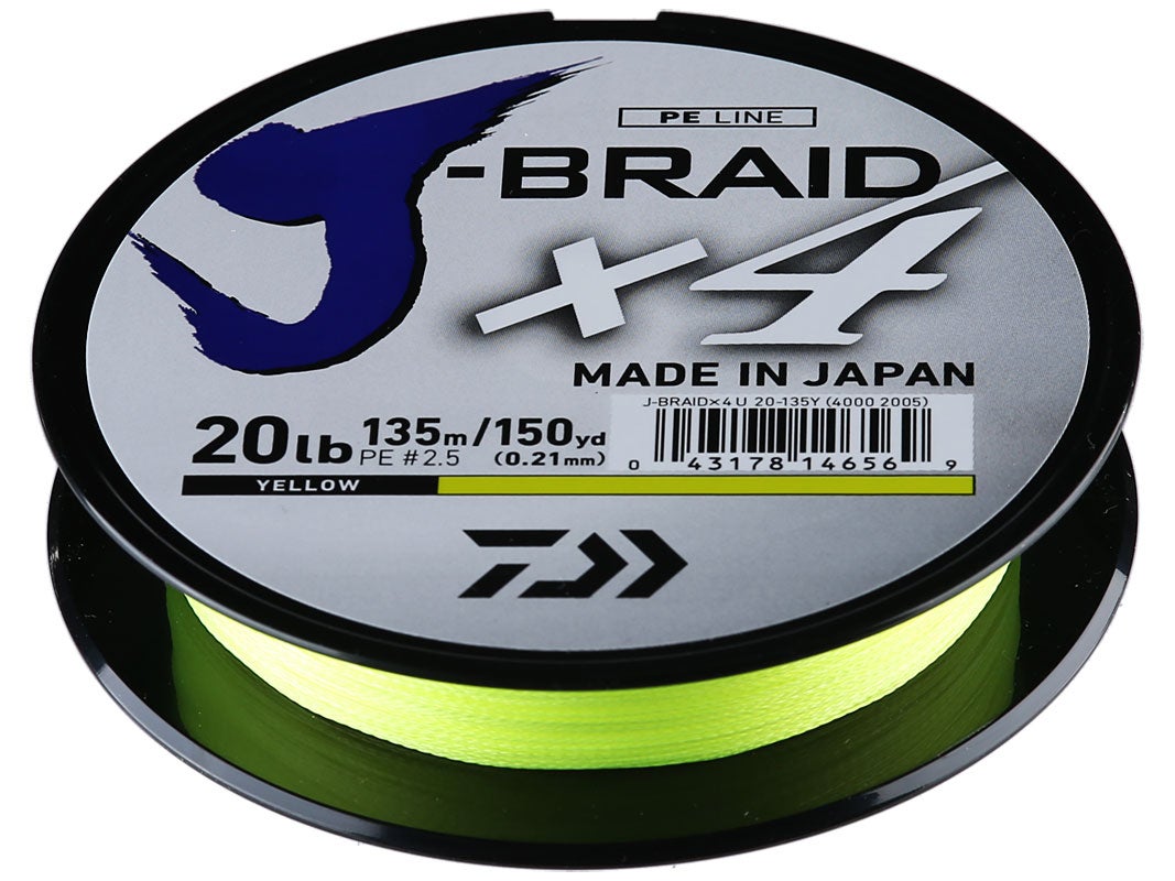 Daiwa J-Braid X4 Braided Line Fluorescent Yellow - Tackle Warehouse