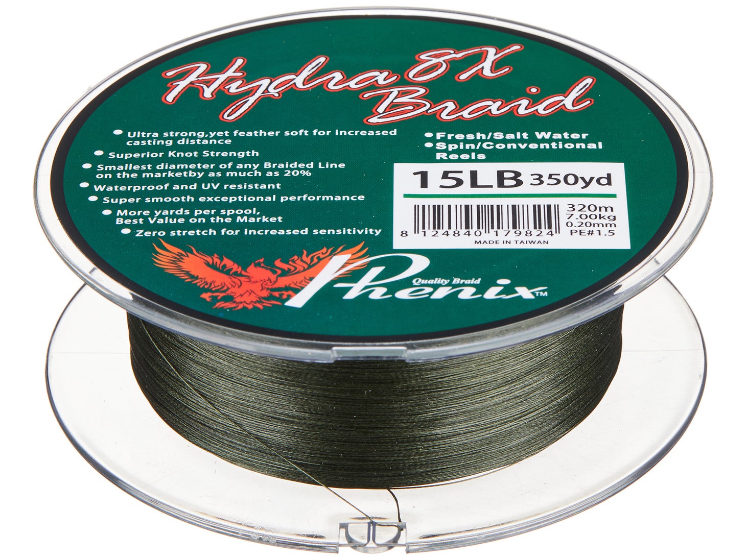 Phenix Rods Hydra 8 Strand Braided Line Green | Tackle Warehouse