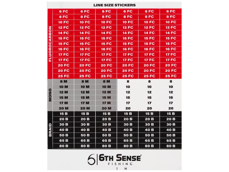 6th Sense Line Size Recall Decals - Tackle Warehouse